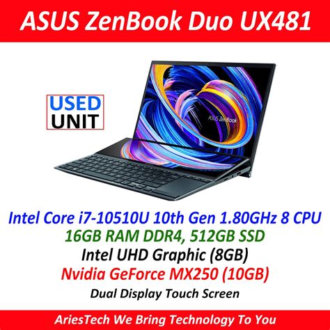 Used Asus Zenbook Duo Ux Hi Spec Dual Screen Laptop At Aries Technology Seremban Computers