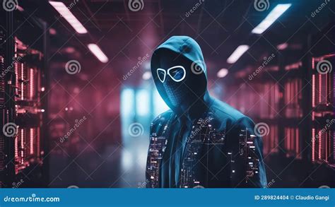 Dagerous Hacker Stealing Data Inside A Server Room Stock Illustration Illustration Of Security