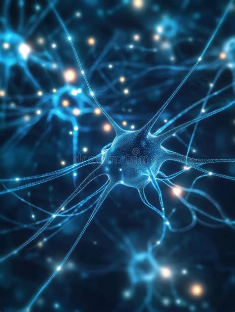 Visualization Of Neurons Interconnected In A Blue Abstract Pattern Representing Brain Activity