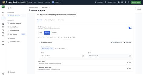 Create A Scan Using Sitemaps Browserstack Docs