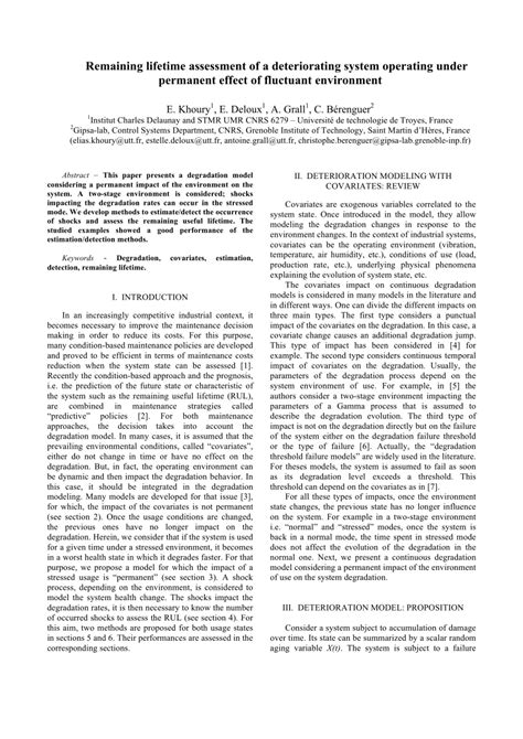 Pdf Remaining Lifetime Assessment Of A Deteriorating System Operating Under Permanent Effect