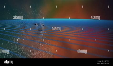 Composition Of Exploding Human Bust Formed With Binary Coding Over