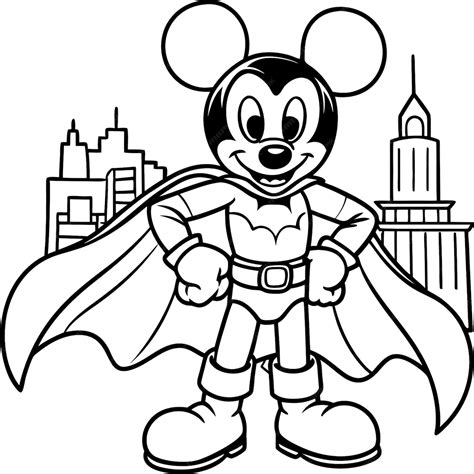Friendly Micky Mouse Cartoon Coloring Page Premium Ai Generated Vector