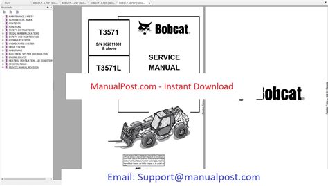 Bobcat Telescopic Handler T3571 T3571L Service MAanuals ManualPost Instant Download Auto Manuals