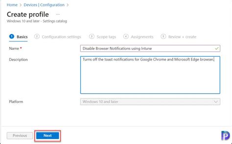 Disable Browser Toast Notifications Using Intune