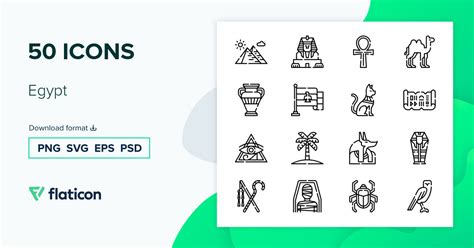 Egypt Icon Pack Lineal 50 Svg Icons