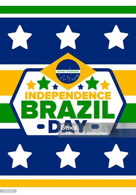 브라질 독립기념일 행복한 공휴일 자유의 날 매년 9월 7일 축하합니다 브라질 국기 애국적인 브라질 디자인 포스터 카드 배너 템플릿 배경 벡터 일러스트레이션 0명에 대한 스톡