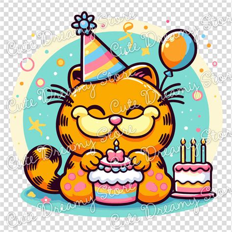 Birthday Garfield Clipart Svg Png Eps Vector Cute Dreamy Store