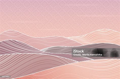 민족 풍경 선파 패턴 벡터가 있는 일본 배경 일몰 산에서 일출 기하학적 패턴이 있는 추상 템플릿입니다 동양 스타일의 산 레이아웃 디자인 산에 대한 스톡 벡터 아트 및 기타