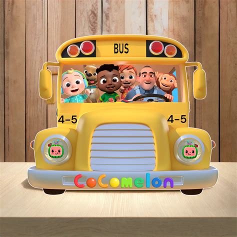 Cocomelon Bus Character Cutout Centerpiece Cake Toppers Cupcakes