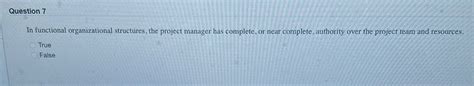 Solved Question 7in Functional Organizational Structures