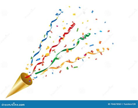 Exploding Party Popper With Confetti And Streamer Stock Vector Illustration 70467858