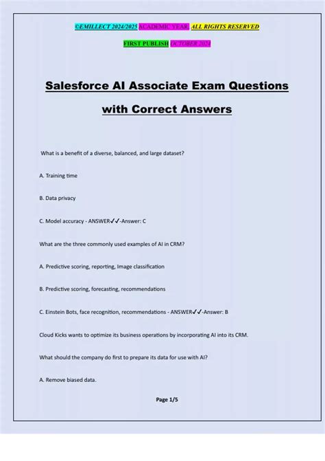 Salesforce Ai Associate Exam Questions With Correct Answers