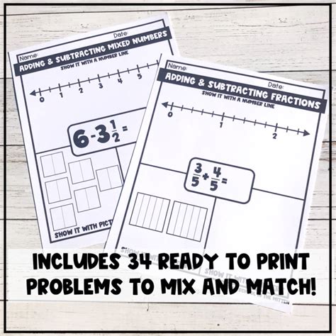 Add Subtract Fractions Mixed Numbers Multi Strategy Printable Made By Teachers