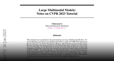 Paper Page Large Multimodal Models Notes On Cvpr 2023 Tutorial