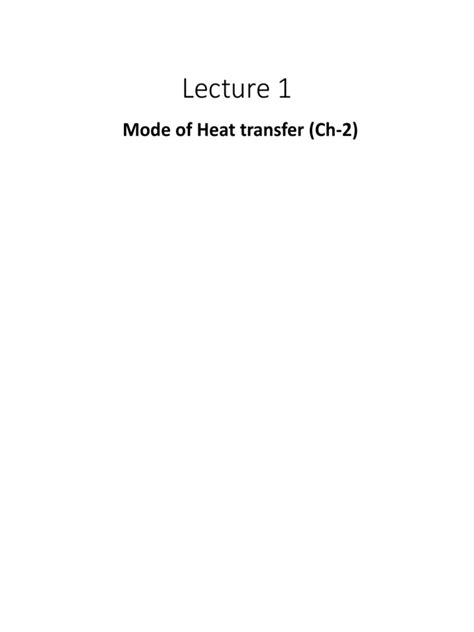 Lecture 1 Pdf Thermal Conduction Heat Transfer