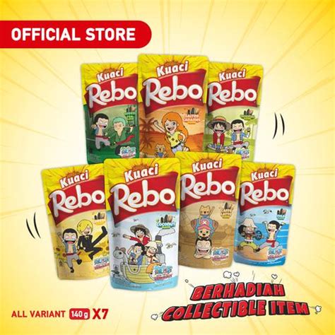 Jual Rebo Kuaci X One Piece Bundling 7 Pcs Rasa Original Milk Green Tea Caramel Coconut
