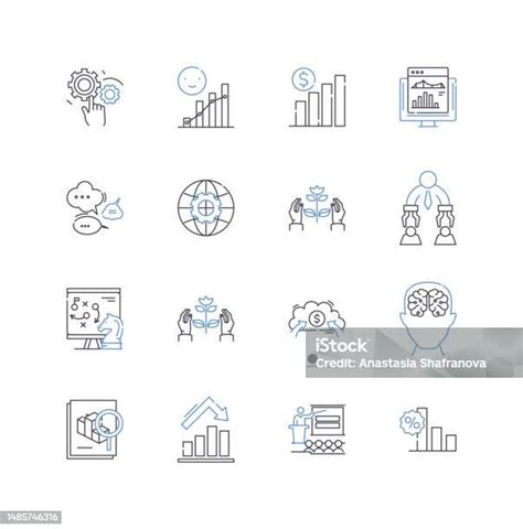 전략적 재무 계획 라인 아이콘 모음입니다 예산 책정 투자 자산 재무 회계 예측 저장 벡터 및 선형 그림 분석 부채 퇴직 개요 표지판 세트 미국에 대한 스톡 벡터 아트 및