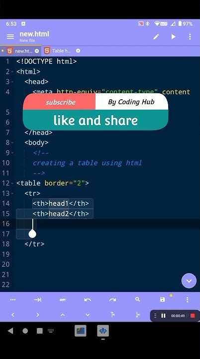 creating a table using html html and css coding youtube