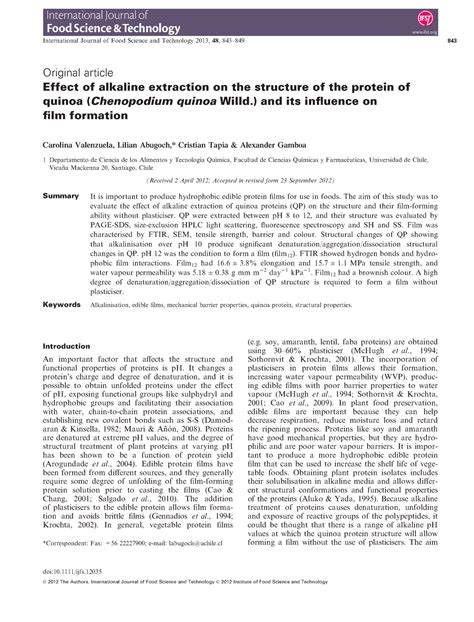 Effect Of Alkaline Extraction Original Article Effect Of Alkaline