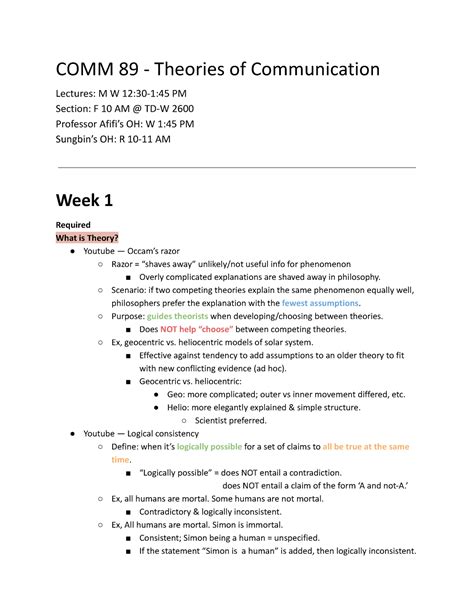 Comm 89 Detailed Notes Of All Lectures Throughout Course Including Extra Notes To Further