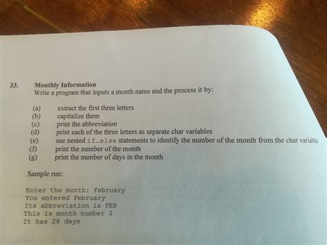 Solved Monthly Information Write A Program That Inputs A