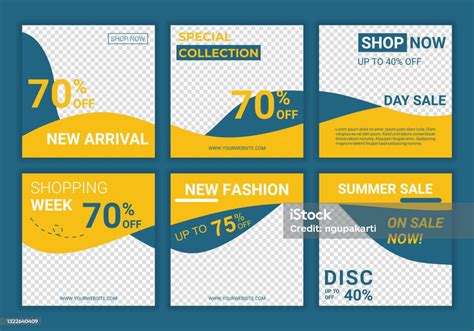 제품 마케팅을 위한 판매 배너 세트 편집 가능한 최소 사각형 배너 템플릿 집합입니다 스트라이프 라인 모양의 검은색과 노란색 배경 색 소셜 미디어 게시물 및 웹 인터넷 광고에