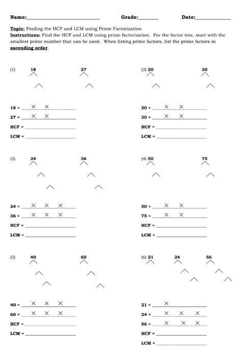 Prime Factor Tree Worksheets Printable Worksheets Prime