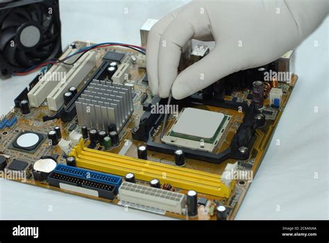 Installing Central Processor Stock Photo Alamy