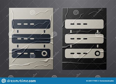 White Server Data Web Hosting Icon Isolated On Crumpled Paper