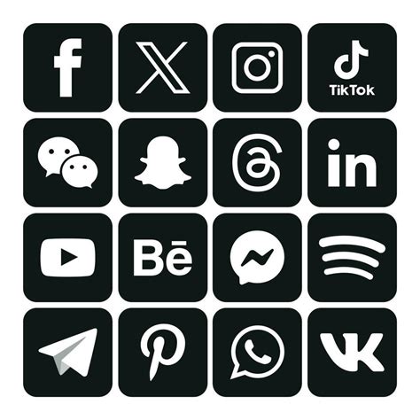 Social Media Icons Black And White Free Social Media Icons Black