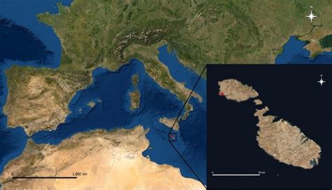 Geographical Location Of The Maltese Islands In The Mediterranean