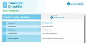 Project Transition Checklist Template Excel Word PPT PDF