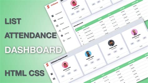 Dashboard Attendance List For Office Html Css And Js Sales Website Design Idea No Talking