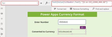 Power Apps Currency Format