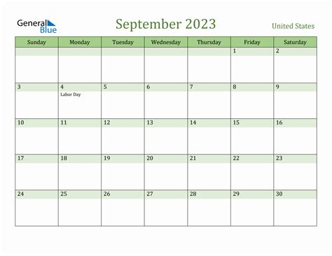 Fillable Holiday Calendar For United States September 2023