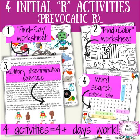 R Controlled Vowels Worksheets Prevocalic R 1st 2nd Grade Speech Activities