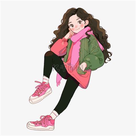 卡通简笔画时尚女孩手绘元素素材图片免费下载 千库网