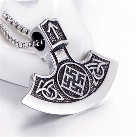 스테인레스 스틸 바이킹 도끼 펜던트 목걸이 북유럽 빈티지 루반 부적 티타늄 스틸 펜던트 바이킹 쥬얼리 Aliexpress