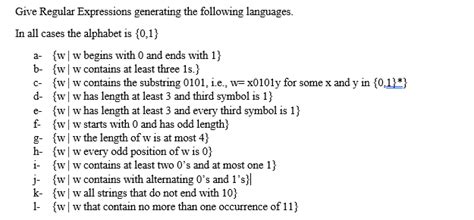 Solved Give Regular Expressions Generating The Following