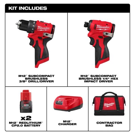 Milwaukee 3494 22 M12™ Subcompact Brushless 2 Tool Combo Kit Way Source