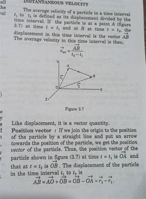 the average velocity of a particle in a time interval t1 to t2 is defin