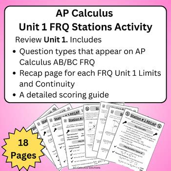 Unit 1 Limits Continuity Free Response Stations Activity Calculus
