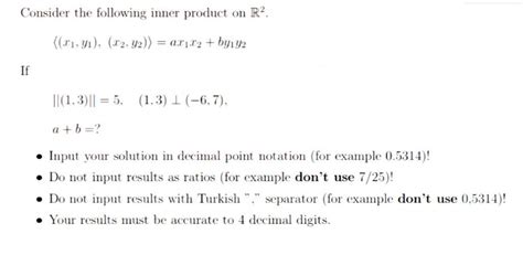 Solved Consider The Following Inner Product On R Chegg