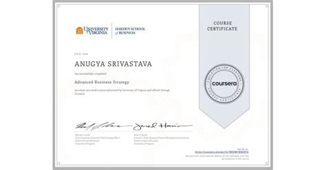 Anugya Srivastava On Linkedin Completion Certificate For Advanced Business Strategy
