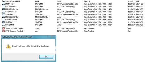 unable to access sql database pdm thru vpn watchguard firewall networking spiceworks community