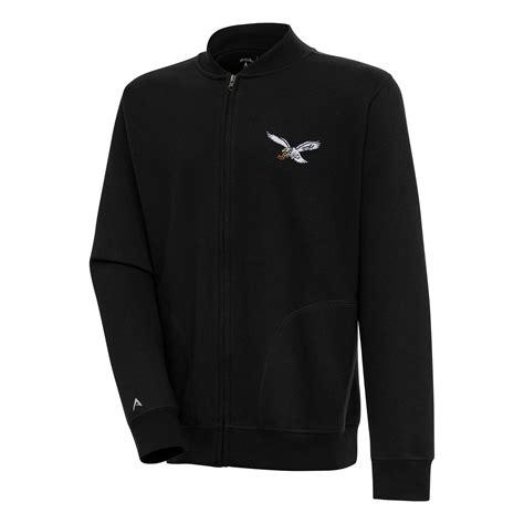 Mens Antigua Black Philadelphia Eagles Throwback Logo Victory Full Zip