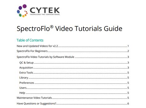Spectroflo Video Tutorials Guide Cytek Biosciences