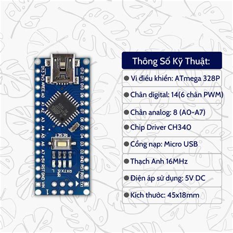 module arduino nano v3 0 atmega328p ch340 kèm cáp dữ liệu các module