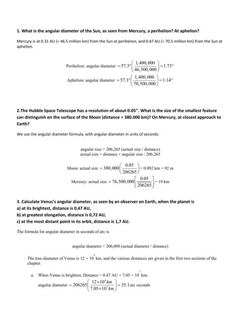 What Is The Angular Diameter Of The Sun As Seen From Mercury A